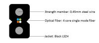 China Four Core Steel Rod Indoor FTTH Drop Cable G657a2 GJXH OEM Service for sale