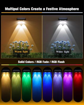 China IP65 Decorative Solar Fence Lights Durable Outdoor Waterproof LED Lights With 12 RGB Colors for sale