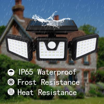 China 3 Head Solar Wall Light 800 Lumen Waterproof Motion Sensor Light IP65 for sale