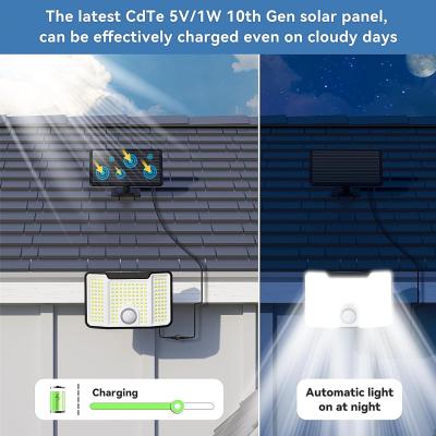 China IP44 Solar Outdoor Wall Light 3000 Lumen High Brightness LED Light Durable For Gardens And Streets for sale