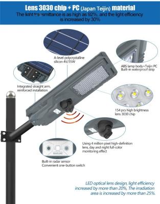 China 6000K - 6500K Solar Integrated Street Light 4 Megapixel Camera Street Light for sale