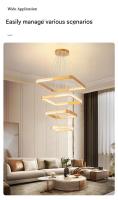 China Remote-Controlled Stepless Dimming , Three-Color Temperature, Square Ring Metal Pendant Light for sale