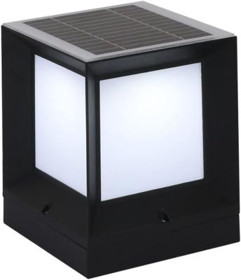 China Smart Quad-Color Dimming Solar Pillar Light Outdoor Waterproof Villa Garden Solar Garden Fence Landscape Light for sale