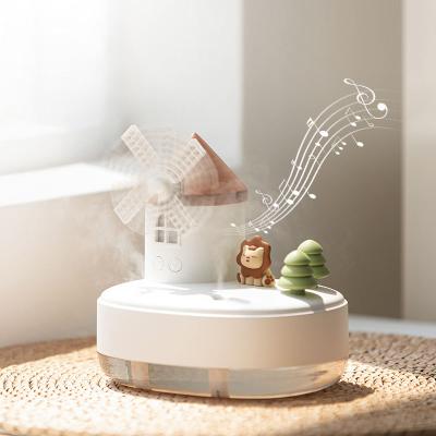 China Windmill Music Humidifier 3 in 1 Humidifier with Night Light Music Features 650ml Portable Desktop Humidifier for sale