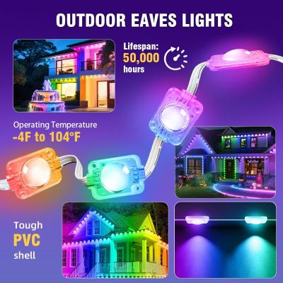 China Outdoor Lights for House,100ft RGB+IC Smart Outdoor Decor, 50Scene Modes App/Remote Control,IP67Waterproof,Holiday Party Decor for sale