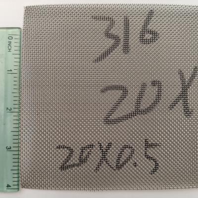 China 20Mesh 0.50mm Stainless Steel Wire Mesh SS316 Plain Weave For Filtration Stable Screening And Filtration Accuracy for sale