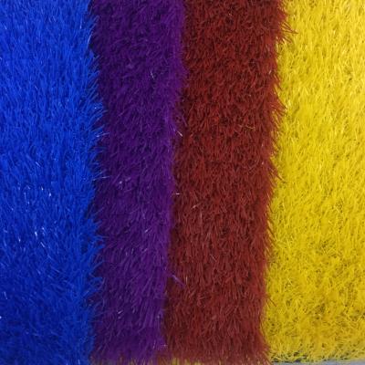 China Rainbow Plastic Kids Blue Artificial Grass Carpet Mat For Kindergarten Play Area for sale