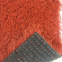 China Cricket Field Colorful Artificial Grass / Red Fake Grass Carpet Anti Aging for sale