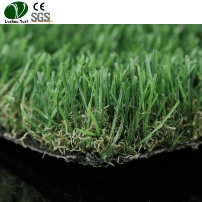 China Landscape Artificial Grass Yarn / Fake Green Grass 25mm Pile Height for sale