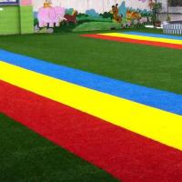 China Fun Colorful Artificial Grass / Fake Turf Grass Beautiful Rainbow Color Kids Playing for sale