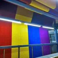China Fun Colorful Artificial Grass / Fake Turf Grass Beautiful Rainbow Color Kids Playing for sale