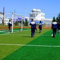 China Gym Fake Securing Artificial Soccer Grass Two Layers Material PE Monofilament for sale