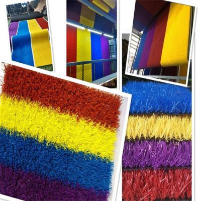 China Safe Colorful Artificial Grass / Blue Yellow Purple Red Fake Grass Lawn for sale
