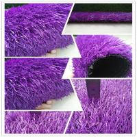 China Safe Colorful Artificial Grass / Blue Yellow Purple Red Fake Grass Lawn for sale