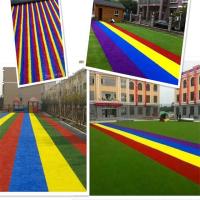 China Safe Colorful Artificial Grass / Blue Yellow Purple Red Fake Grass Lawn for sale