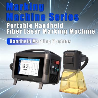China Portable Handheld Fiber Laser Marking Machine with Touchscreen, Lithium Battery & Red Light Positioning for sale