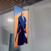 China Ultra Slim Double Sided Indoor Hanging Glass LCD Digital Signage Video Wall For Advertising for sale