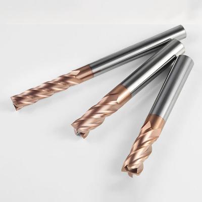 China 4-Flute Tungsten Carbide End Mill with Chip Flute and 55-Degree Flat Cutting Edge for CHISEL TOOL STEEL and CNC Machines for sale