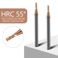 China 4-Flute Tungsten Carbide End Mill with Chip Flute and 55-Degree Flat Cutting Edge for CHISEL TOOL STEEL and CNC Machines for sale