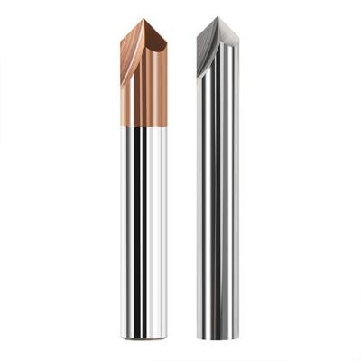 China Tungsten Carbide End Mill with 90° Angle and Chamfer for Flat Shape Machining in Steel and Aluminum Alloy for sale