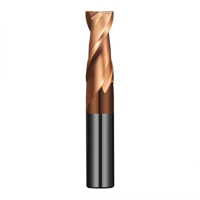 China CNC Flat-bottom Tungsten Carbide End Mill with Two Flutes and 55-degree Keyway Cutter for Steel Featuring nACo4 Coating for sale