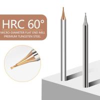 China 2-flute Tungsten Carbide End Mill with Micro Diameter and 60° Flat Cutting Edge for Steel and Aluminum for sale