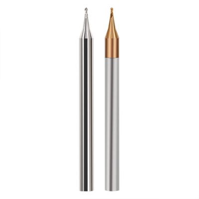 China 2-flute Tungsten Carbide Ball End Mill with Micro Diameter for 60° Angles in Steel and Aluminum for sale