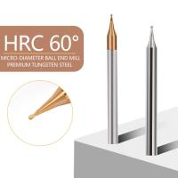 China 2-flute Tungsten Carbide Ball End Mill with Micro Diameter for 60° Angles in Steel and Aluminum for sale
