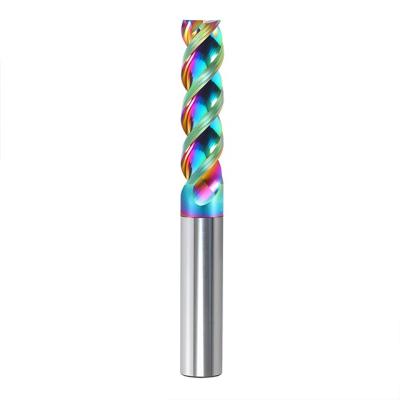 China 3-flute Tungsten Carbide End Mill with 65° U-groove and Fine-grained 0.6um for High-gloss CNC Machining for sale