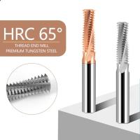 China 65° Full-thread Tungsten Carbide End Mill for M2 to M48 Threading with Single-tooth Design for sale