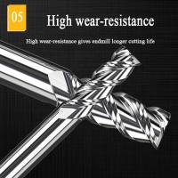 China 1mm Carbide End Mill HRC55 for Aluminum CNC Milling for sale