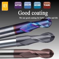 China Carbide Ball Nose End Mill 6mm Flute Diameter HRC55 for CNC for sale