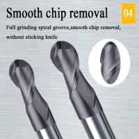 China Carbide Ball Nose End Mill 6mm Flute Diameter HRC55 for CNC for sale