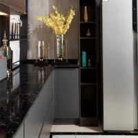 China Small Kitchen Membrane Pressure Plate MDF Design Modular Kitchen Cabinets for sale