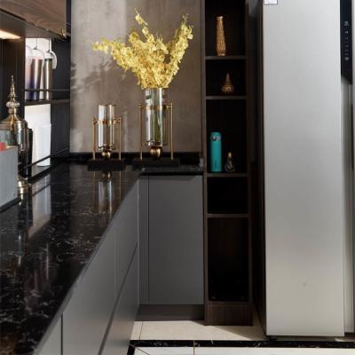 China Small Kitchen Membrane Pressure Plate MDF Design Modular Kitchen Cabinets for sale