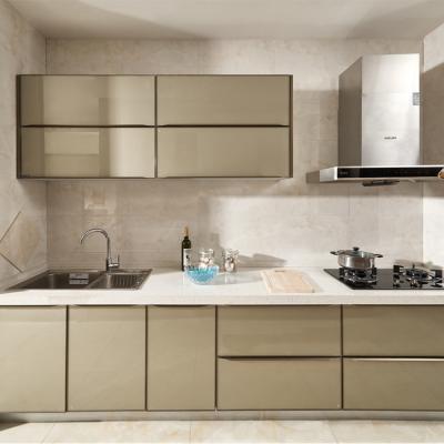 China Home Laminate Handleless Kitchen Cabinets Full Set Small Kitchen Modular Cabinets for sale