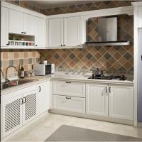 China White Villa Kitchen Cabinet With Marble Design Countertop PVC Kitchen Cabinets for sale