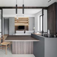 China Modular ODM Handleless Kitchen Cabinets Wood Veneer Kitchen Cabinets for sale