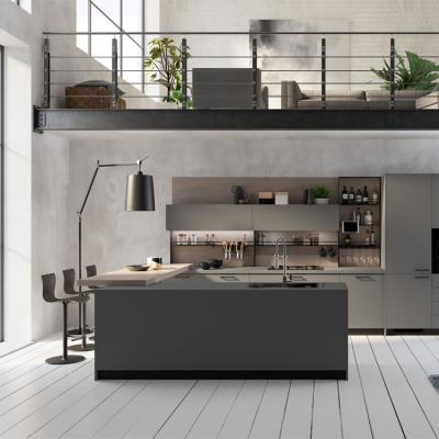 China Black Built In Laminate PVC Kitchen Cabinets for sale