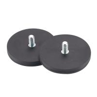 China Round Black Rubberised Neodymium Magnets With Internal Thread for sale