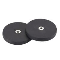 China Round Black Rubberised Neodymium Magnets With Internal Thread for sale