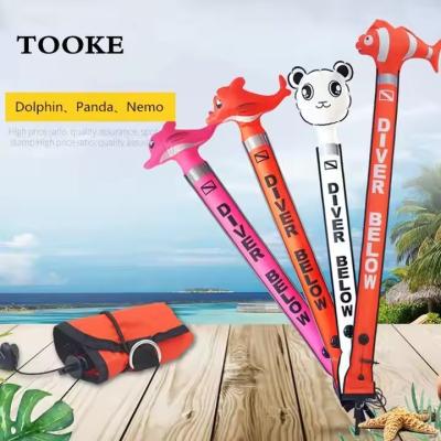 China 180cm Animal Cartoon Surface Maker Buoy Swimming Training Scuba Inflatable Signal Tube for sale