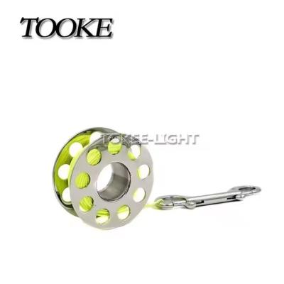 China High Strength Diving Reel Stainless Steel Scuba Dive Reel With Green Nylon Line for sale