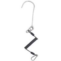 China Anti Slip Diving Accessories Stainless Steel Single Reef Hook With Spring Coiled Lanyard for sale