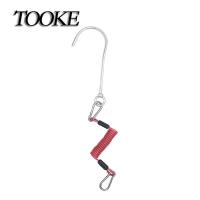 China Anti Slip Diving Accessories Stainless Steel Single Reef Hook With Spring Coiled Lanyard for sale