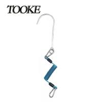 China Anti Slip Diving Accessories Stainless Steel Single Reef Hook With Spring Coiled Lanyard for sale