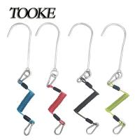 China Anti Slip Diving Accessories Stainless Steel Single Reef Hook With Spring Coiled Lanyard for sale