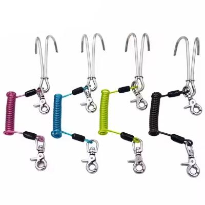 China 316 Stainless Steel Double Reef Hook Anti Corrosion With Spring Coil Lanyard for sale