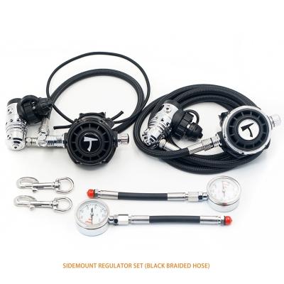 China Balanced Scuba Sidemount Diving Regulator Set With Metal Pressure Gauge for sale