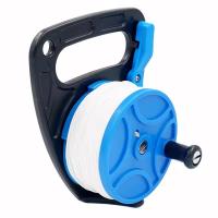 China Durable 83m Blue Plastic Scuba Diving Finger Reel with Thumb Stopper for Fast Line Collection for sale